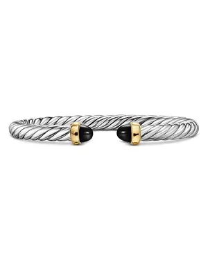David Yurman Cable Flex Bracelet With Black Onyx - Black/silver