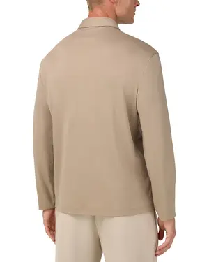 Boggi Milano Pima Interlock Long Sleeve Polo - Taupe