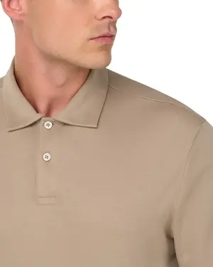 Boggi Milano Pima Interlock Long Sleeve Polo - Taupe
