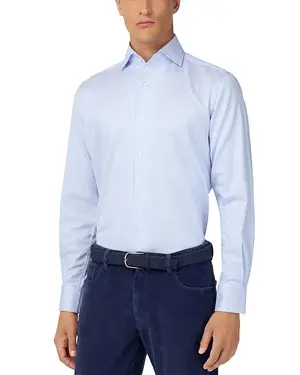 Boggi Milano Capri Collar Cotton Dress Shirt - Light Blue