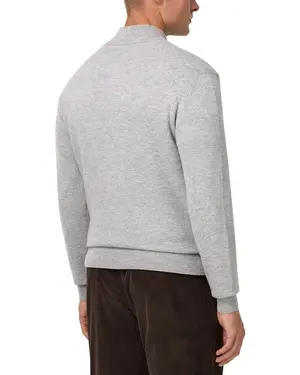Boggi Milano Zip Front Sweater With Ribbed Details
