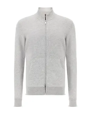 Boggi Milano Zip Front Sweater With Ribbed Details