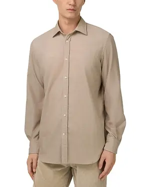 Boggi Milano Yarn Dye Velvet Shirt - Beige