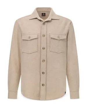 Boggi Milano Oversized Flannel Overshirt - Sand