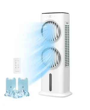 COSTWAY 3-in-1 Evaporative Air Cooler With Fan & Humidifier Swamp Fan With 9h Timer Remote - White
