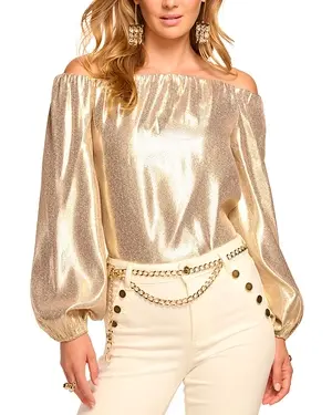 Ramy Brook Esther Metallic Silk-blend Top