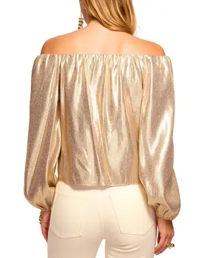 Ramy Brook Esther Metallic Silk-blend Top