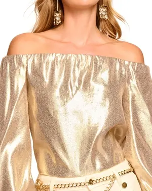 Ramy Brook Esther Metallic Silk-blend Top