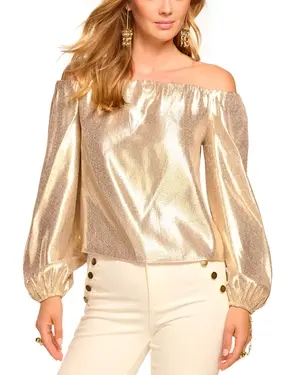 Ramy Brook Esther Metallic Silk-blend Top