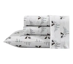 Eddie Bauer Dog Friends White Cotton King Sheet Set - One-color