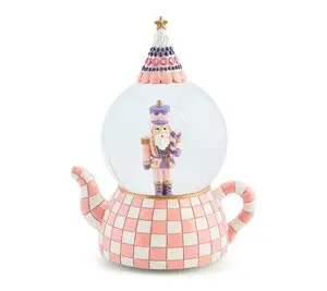 MACKENZIE-CHILDS Rosy Check Nutcracker Teapot Snow Globe - One-color