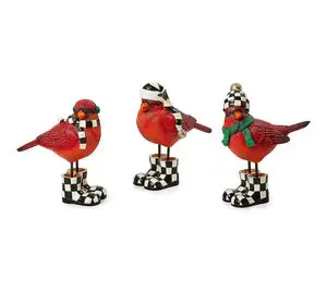 MACKENZIE-CHILDS S/3 Cozy Christmas Cardinals - One-color