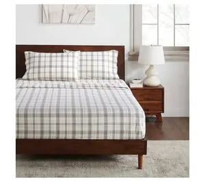 SUPERIOR Plaid Flannel Cotton Sheet Set, King