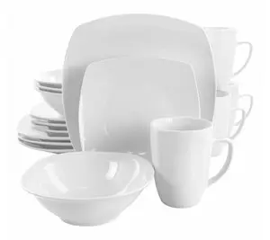ELAMA Bishop 16 Piece Soft Square Porcelain Din Nerware Set - One-color