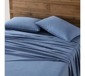 Eddie Bauer Solid Blue Cotton Full Sheet Set
