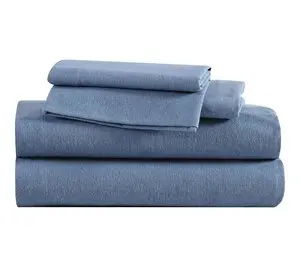 Eddie Bauer Solid Blue Cotton Queen Sheet Set - One-color