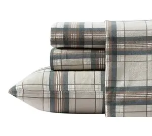 Eddie Bauer Edgewood Plaid Green Cotton King Sh Eet Set - One-color