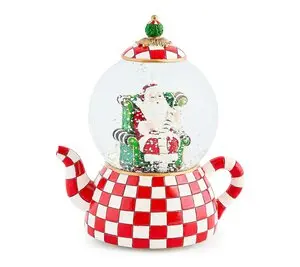 MACKENZIE-CHILDS Check It Out Santa Cherry Check Globe