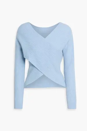 Naadam Coasta Wrap-effect Ribbed Cashmere Sweater - Light Blue