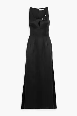 Gabriela Hearst Gabriela Hearst Sven Silk And Linen-Blend Maxi Dress - Black