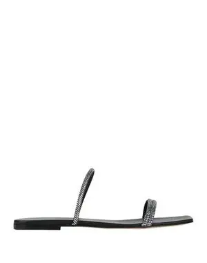 GIANVITO ROSSI Leather Sandals With Crystal Appliqués - Black