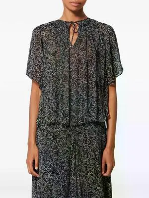 MARANT ETOILE Neslya Printed Blouse - Black