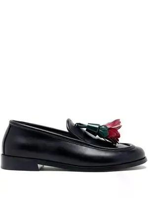 Proenza Schouler Flower-embellished Leather Loafers - Black