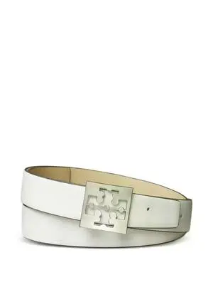 Tory Burch Logo-buckle Calf Leather Belt - White