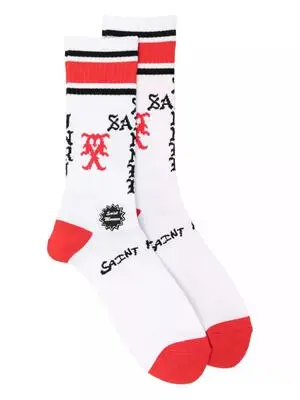 SAINT MXXXXXX All-over Graphic Print Socks - White