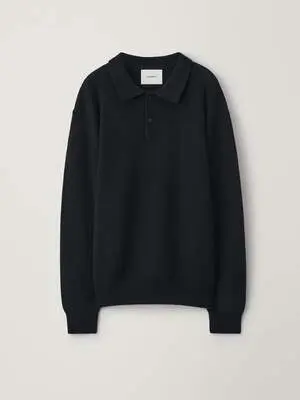 LISA YANG STORE Rufus Cashmere Polo Sweater - Black