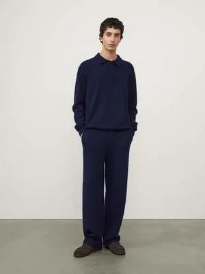 LISA YANG Rufus Cashmere Polo Sweater - Navy