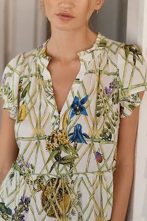 Anthropologie Ruffle Sleeve Dress