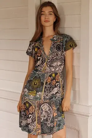 Anthropologie Ruffle Sleeve Dress - Multi