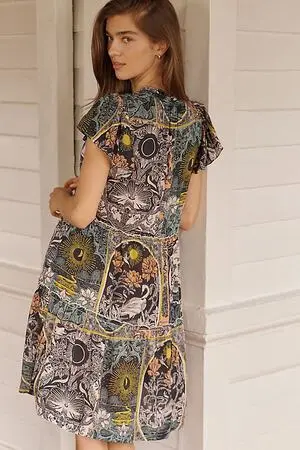 Anthropologie Ruffle Sleeve Dress - Multi