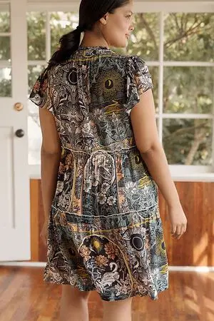 Anthropologie Ruffle Sleeve Dress - Multi