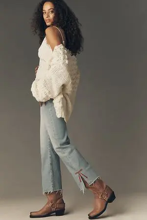 MOTHER The Rambler Zip Slice High-rise Straight-leg Jeans - Denim Light