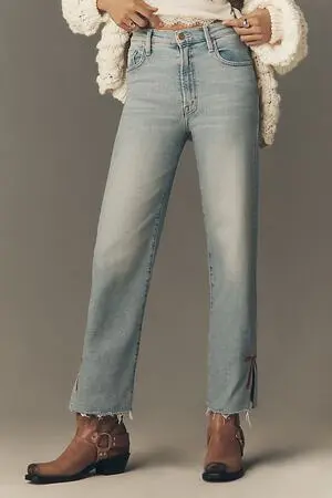 MOTHER The Rambler Zip Slice High-rise Straight-leg Jeans - Denim Light