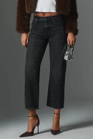 PISTOLA Lexi Embellished Mid-rise Bowed Straight-leg Jeans