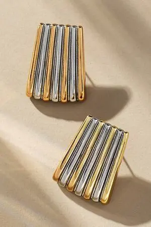 Anthropologie Two-tone Linear Earrings - Gold & Silver