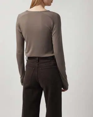 BY MALENE BIRGER Fritha Lyocell Long Sleeve T-shirt - Chocolate