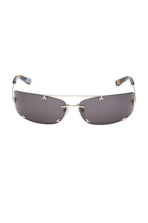 Emilio Pucci Rectangular Rimless Sunglasses - Shiny Gold Palladium & Smoke