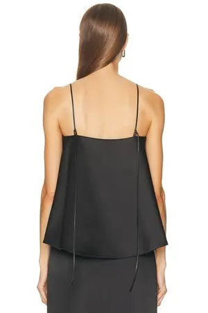 RÓHE Peplum Satin Top - Black