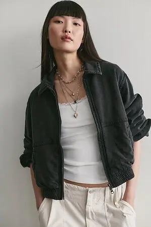 Free People Fp One Birdie Washed Jacket - Black