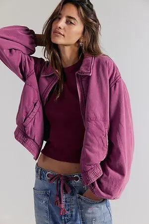 Free People FP One Birdie Washed Jacket Roan Rouge