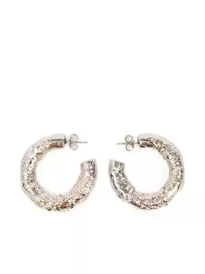 MAISON MARGIELA Tinfoil Textured Hoop Earrings - Silver
