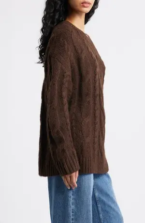 Bp. Oversized Cable Knit Sweater - Brown Coffee