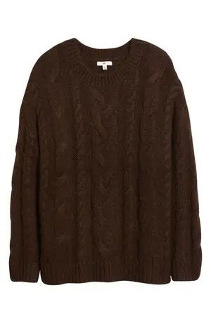 Bp. Oversized Cable Knit Sweater - Brown Coffee
