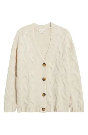 Treasure & Bond Oversized Cable Stitch Cardigan - Beige Oatmeal Light Heather