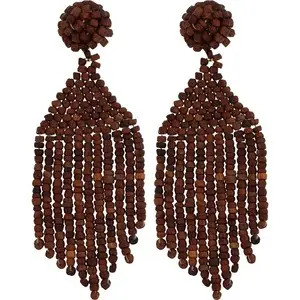 PANACEA Beaded Fringe Drop Earrings