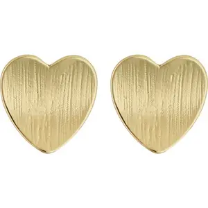 PANACEA Brushed Heart Stud Earrings - Gold